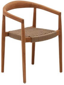 Teaková zahradní židle Kave Home Ydalia s pleteným sedákem