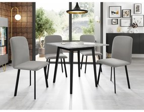 Rozkládací stůl Renkiz S 85/85 se 4 židlemi Lekoz, Barva dřeva: šedý mramor + černá, Potah: Amor Velvet 4318