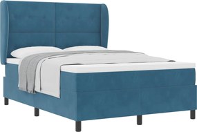 Postel s boxspringem s čelo Tmavě modrá 200 x 140 cm samet 3340932