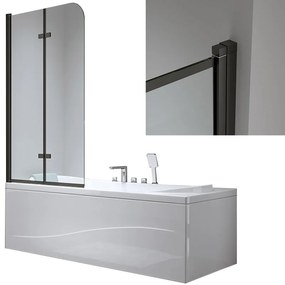 BPS-koupelny Dvoudílná vanová zástěna HYD-PR04 100x140 černá/transparent