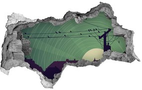 Wallmuralia Díra 3D fototapeta nálepka Ptáci město 95x73 cm
