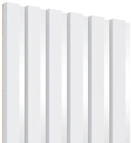 Akustické panely - lamely na bílé desce HDF - Bílá na bílé desce