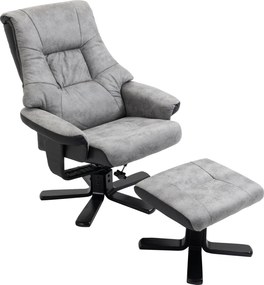 HOMCOM polohovací křeslo s taburetem, otočné TV křeslo s funkcí polohování, mikrovlákno šedé, 78x82,5x109 cm, ideální pro obývací pokoj a relaxaci | …