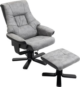 HOMCOM polohovací křeslo s taburetem, otočné TV křeslo s funkcí polohování, mikrovlákno šedé, 78x82,5x109 cm, ideální pro obývací pokoj a relaxaci | …