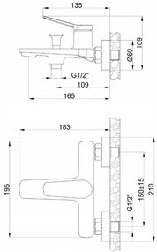 Invena Alonia, vanová baterie s ruční sprchovou soupravou, černá lesklá, INV-BW-70-004-V