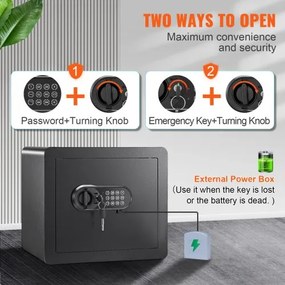 Trezor, 34 l, domácí trezor, ocelový bezpečnostní trezor s digitální klávesnicí a