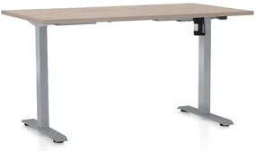 Výškově nastavitelný stůl OfficeTech A, 120 x 80 cm, šedá podnož, dub