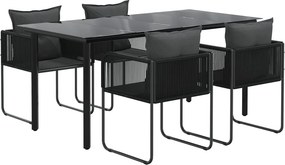5dílný zahradní jídelní set černý 3156496