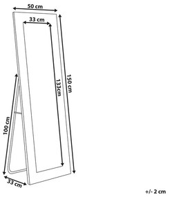 Stojací zrcadlo z umělé kůže 50 x 150 cm černé ANSOUIS Beliani