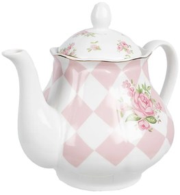 Bílo-růžová porcelánová konvička se vzorem růžiček Sweet Roses – 1000 ml