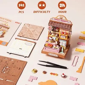 RoboTime Miniatura domečku Obchod s donuty / 3D dřevěná skládačka / 14