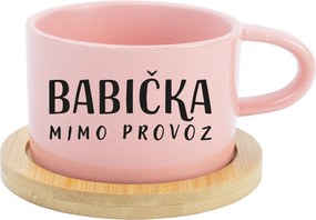 BABIČKA MIMO PROVOZ - růžový hrníček makronka 200 ml