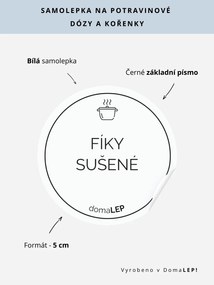FÍKY SUŠENÉ – bílá samolepka na dózu, základní písmo, 5 cm | DomaLEP
