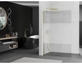 Mexen Kioto L, sprchová zástěna Walk-In 120 x 200 cm, 8mm čiré sklo-námraza, zlatý lesklý profil, 800-120-103-50-35