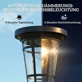 Outsunny Solární lucerna sada 2 stojacích lamp 180 cm s nastavitelnou výškou a 2 režimy jasu, spínač se světelným senzorem, IP44