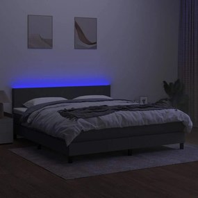 Box spring postel s matrací a LED tmavě šedá 160x200 cm textil 3133006