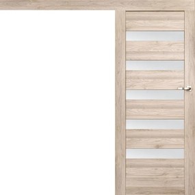 posuvné interiérové dveře na stěnu vasco doors MALAGA model 6 Průchozí rozměr: 70 x 197 cm, Orientace dveří: Levé dveře, Dekor: Dub Santa
