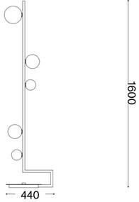 Ideal Lux - LED Stojací lampa BIRDS 5xG9/3W/230V černá/zlatá
