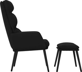 Relaxační křeslo se stoličkou černé textil a umělá kůže 3097511