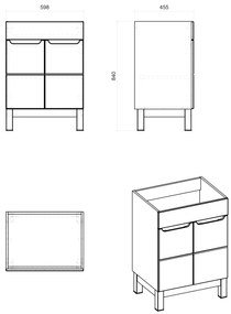 Koupelnová stojící skříňka pod umyvadlo BALI šedá 60 cm