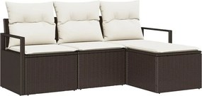 Set pohovek 4 ks Hnědá polyratan 3346328