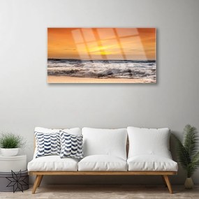 Obraz na skle Moře Slunce Vlny Krajina 100x50 cm