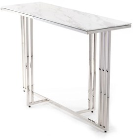 Konzolový stolek AMAGAT 120 cm stříbrný/bílý mramor