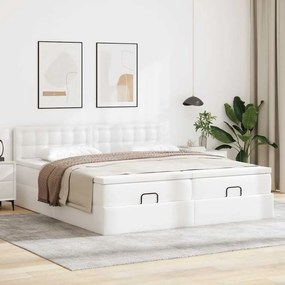 Osmanský rám postele s matrací bílý 200x200cm umělá kůže 3312811