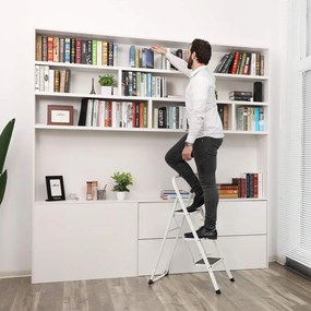 Skládací schůdky STEP, 3 stupně, max. 150 kg, bílá/černá SongmicsHome