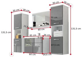 Koupelnová sestava MONTREAL XL s umyvadlem, bílá/bílá lesk (MOB00005, MOB00005, MOB0030/10/60)