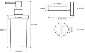 Sapho X-STEEL dávkovač mýdla 230ml, mléčné sklo, nerez mat - XS101