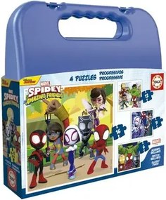 EDUCA Puzzle v kufříku Spidey a jeho úžasní přátelé 4v1 / (6  9  12  1