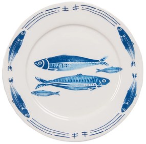Porcelánový jídelní talíř s rybkami Fish Blue - Ø 26*2 cm