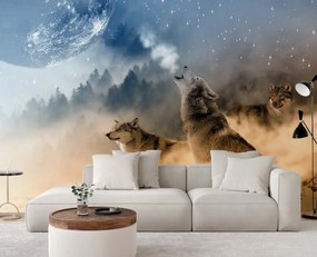 Fototapeta, vlci zvířata les příroda - 250x175 cm