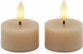 Sada LED čajové svíčky na baterie Sille Tealight, Ø 4,5 × 2,2 cm, světlý karamel, z pravého vosku, balení 2 ks