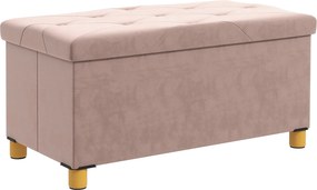 HOMCOM Úložná lavice, na konci postele, skládací, 76 x 38 cm, objem 67 L, nosnost 120 kg, s víkem, do ložnice, chodby, obývacího pokoje, růžová