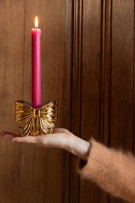 Zlatý skleněný svícen ve tvaru mašle Bow – 10*6*8 cm / 2cm