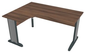 Stůl ergo vlna pravý 160×120/80 cm - Hobis Cross CE 2005 P Dekor stolové desky: ořech, Dekor lamino podnože: ořech, Barva nohou: černá
