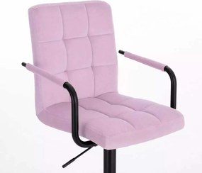 LuxuryForm DESIGN Barová židle VERONA BLACK VELUR na černé kulaté podstavě - levandule