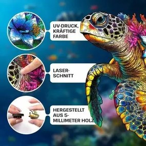 EscapeWelt Dřevěné puzzle Želva / 500 dílků /  Obtížnost: střední / od