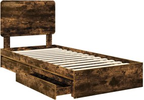 Postel s úložným prostorem se zásuvkou Kouřový dub 75 x 190 cm 3412739