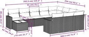 11dílná zahradní sedací souprava s poduškami šedá polyratan 3251867