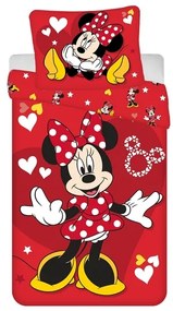 Jerry Fabrics povlečení bavlna Minnie Red heart 140x200+70x90 cm