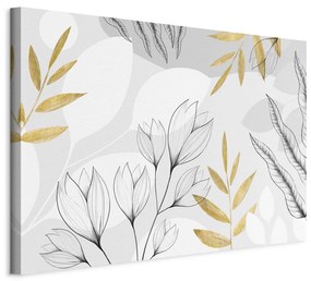 Obraz XXL Jemná abstrakce - minimalistická kompozice s listy a květy