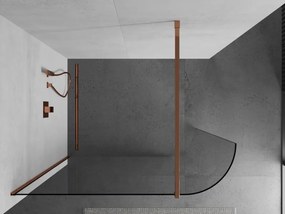 Mexen Kioto, zaoblená sprchová zástěna 160 x 200 cm, 8mm čiré sklo, růžové zlato profil, 800-160-101-60-06