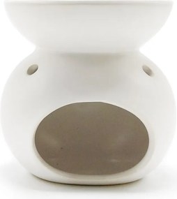 Bílá keramická aromalampa na esenciální oleje – minimalistický design, motiv kruhů