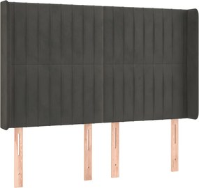 Box spring postel s matrací a LED tmavě šedá 140x200 cm samet 3139686