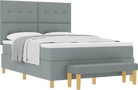 Postel s boxspringem s čelo Světle šedá 200 x 140 cm textil 3344303