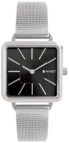 Stříbrno-černé dámské hodinky MINET OXFORD SILVER BLACK MESH MWL5117