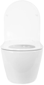 Rea Carlo Mini, závěsná WC mísa 490x365x370mm, Rimless Tornado NF + toaletní WC sedátko, bílá lesklá, REA-C1260